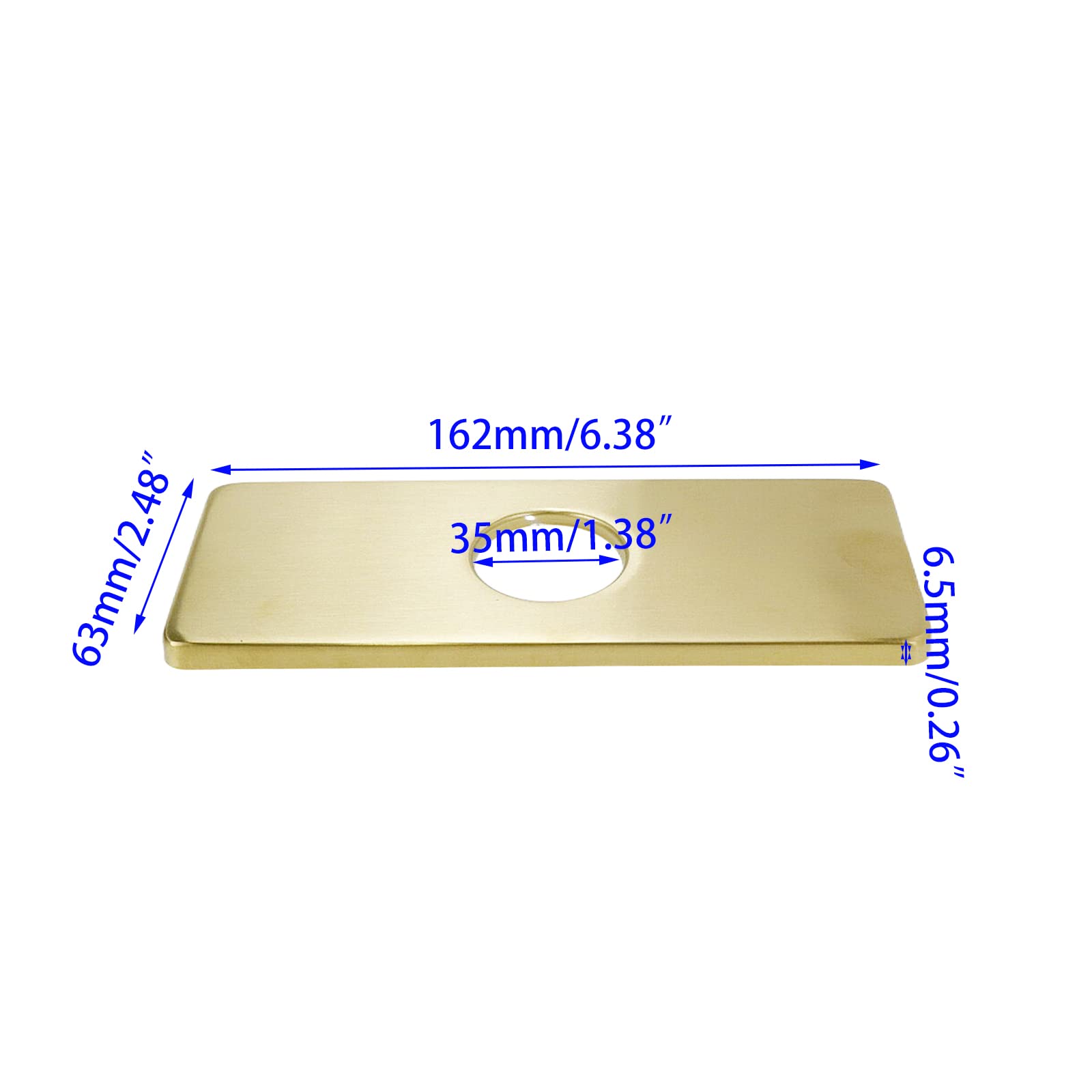 UTALIND 6 Inch Rectangle Hole Cover Deck, 3-to-1 Hole Deck Plate Stainless Steel Faucet Cover Plate For 4 Inch Sink(Brushed Gold)