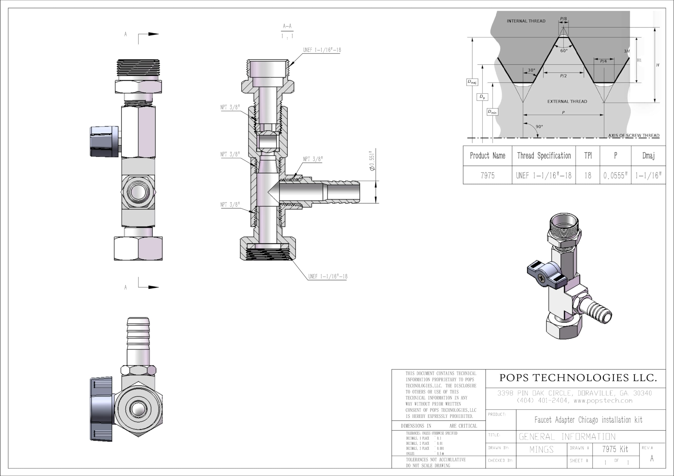 Faucet Adapter Chicago Installation kit, 7975KIT-EL