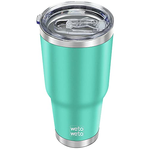 WETOWETO 30oz Tumbler, Stainless Steel Vacuum Insulated Water Coffee Tumbler Cup, Double Wall Powder Coated Spill-Proof Travel Mug Thermal Cup for Home Outdoor (Cyan, 1 Pack)