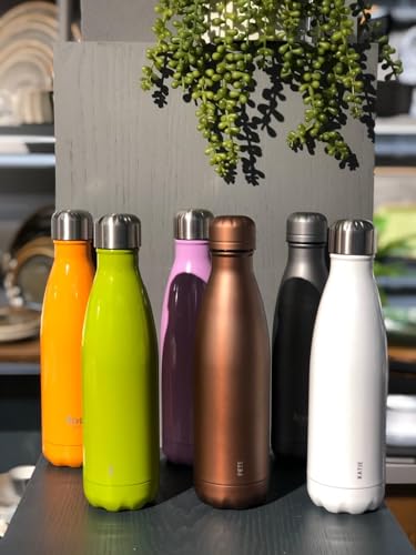 MEPRA AZB200693O 17 oz Insulated Stainless Steel Water Bottle with Screw Lid, Keeps Drinks Cold and Hot for 12 Hours, Dishwasher Safe, Gold (Pack of 24)