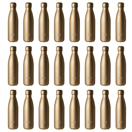 MEPRA AZB200693O 17 oz Insulated Stainless Steel Water Bottle with Screw Lid, Keeps Drinks Cold and Hot for 12 Hours, Dishwasher Safe, Gold (Pack of 24)