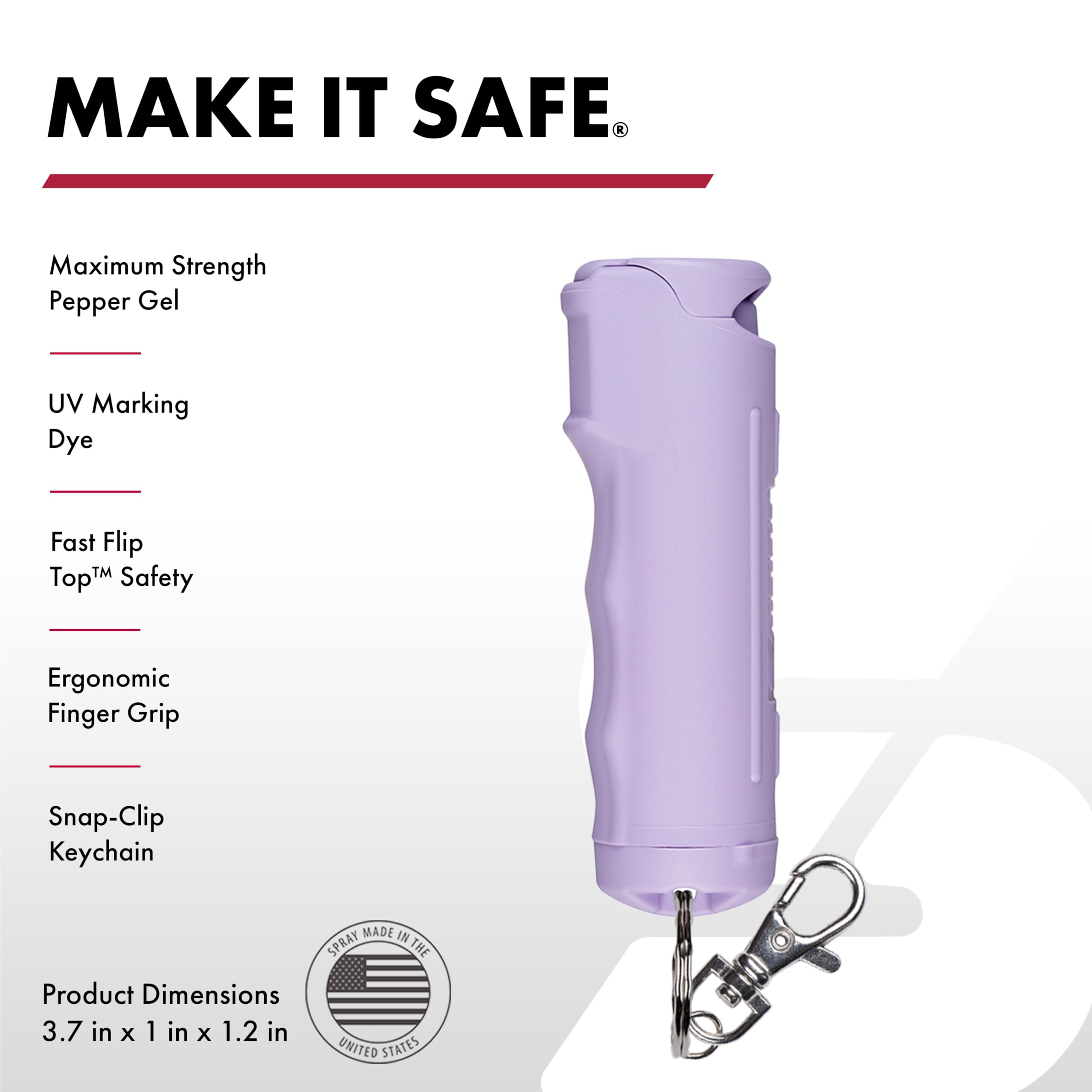 SABRE Pepper Gel with Fast Flip Top, Maximum Strength OC Spray, Snap Clip for Easy Carry and Fast Access, Finger Grip for More Accurate and Faster Aim, UV Marking Dye, 0.54 fl oz, Easy to Use Safety