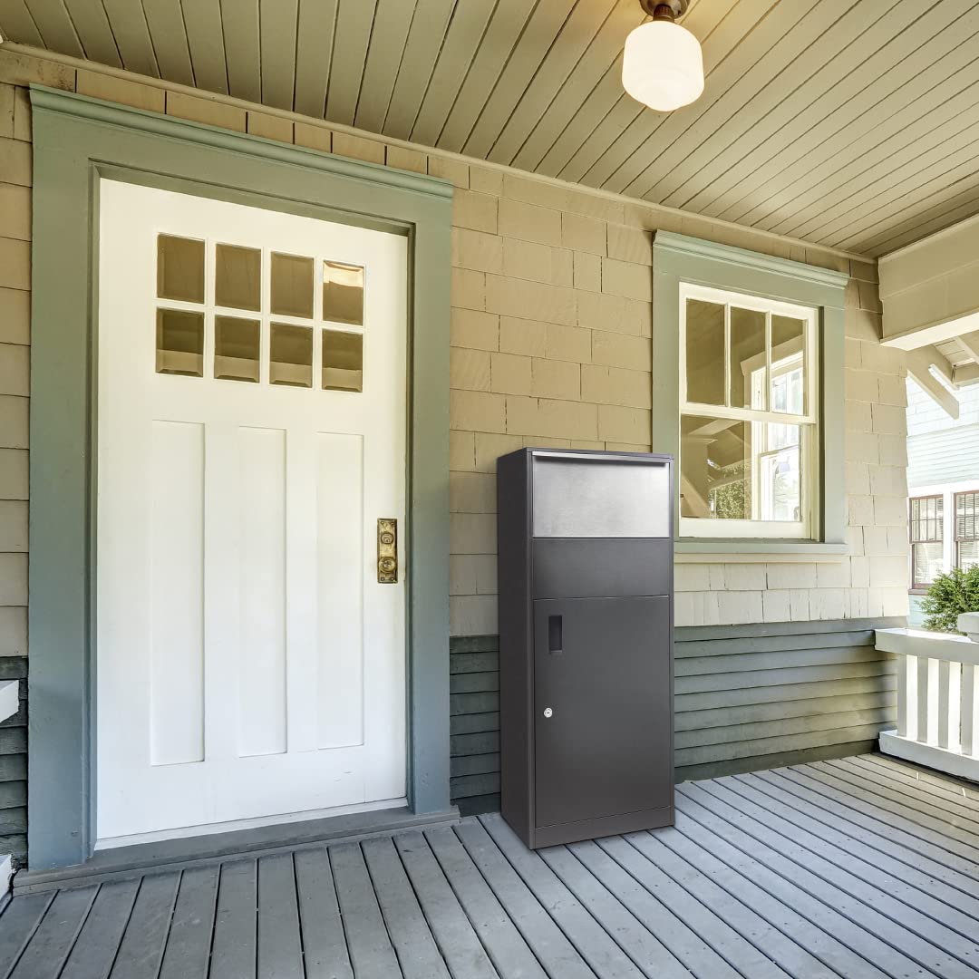 Barska Large Package Delivery Parcel Mail Steel Drop Box for Porch with Tamper-Resistant Drop Slot & Key Lock