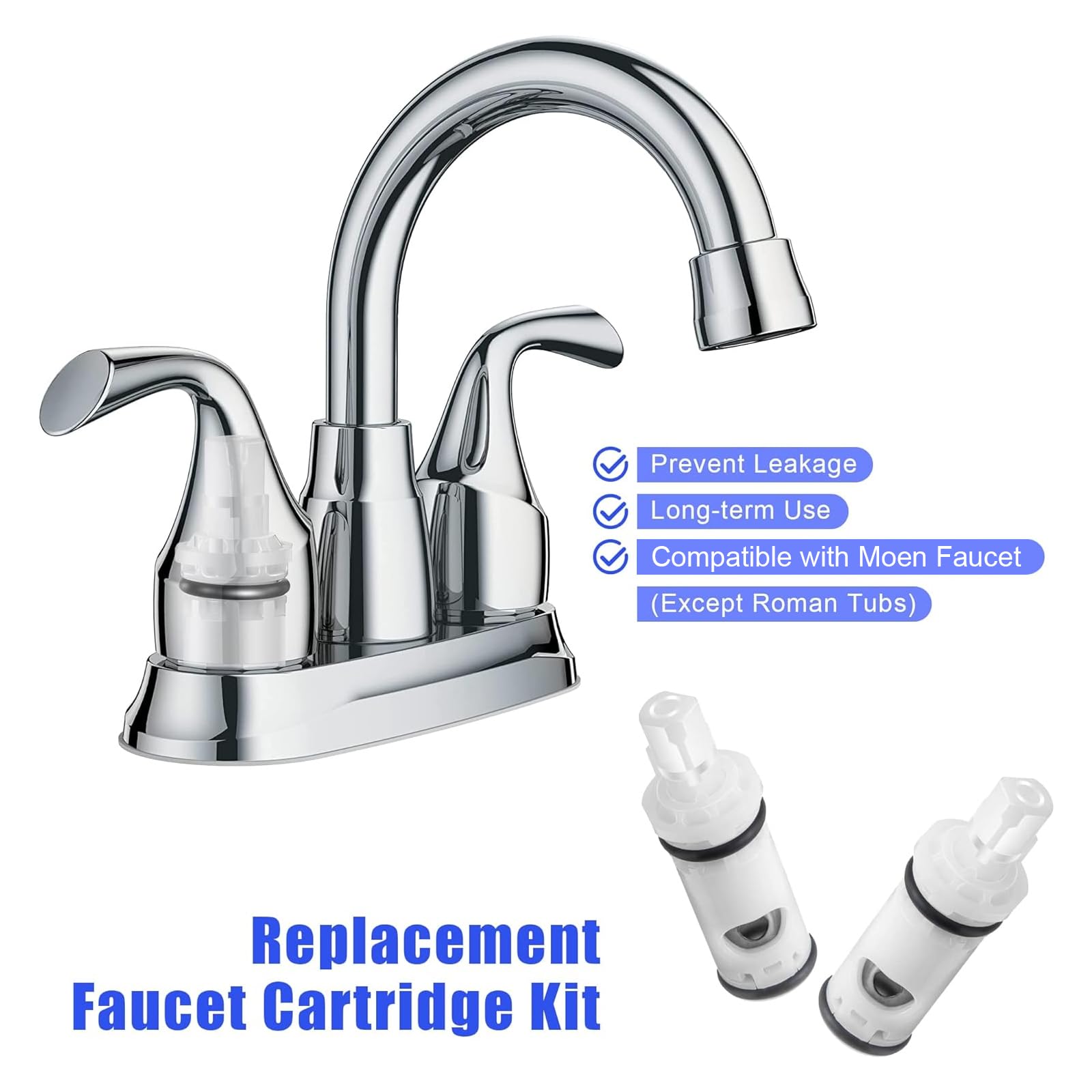 Enhon 3 Pack Faucet Cartridge Replacement Kit Compatible with Moen 1224 1224B Double Handle Faucets and Tub Showers, Durable Brass and Plastic