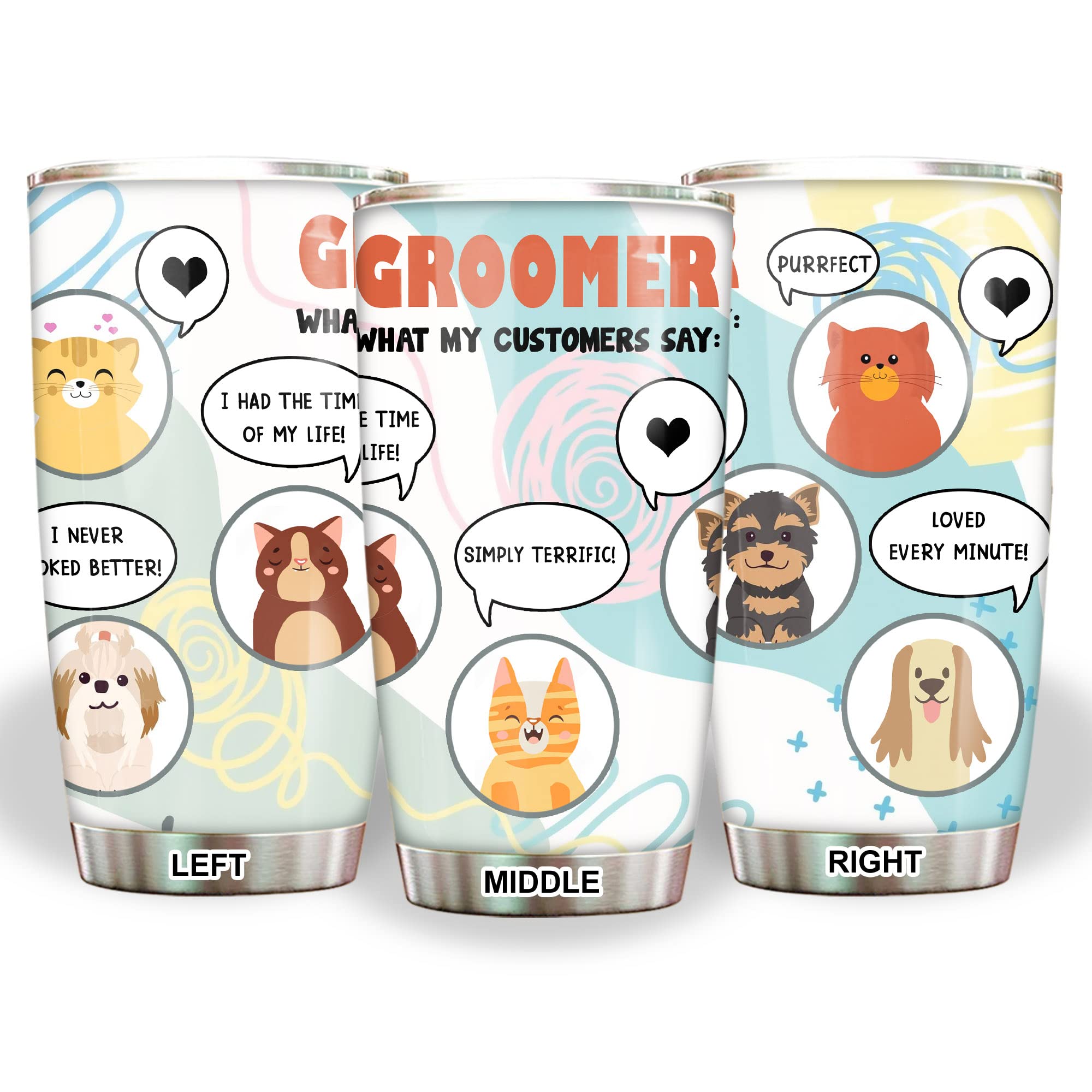 MEDROC Pet Groomer Tumbler Stainless Steel 20oz, What My Customers Say Funny Dog Groomer Gift For Birthday Christmas, Dog Groomer Gifts For Women Men Coworker Staff, Dog Groomer Tumbler Wrap