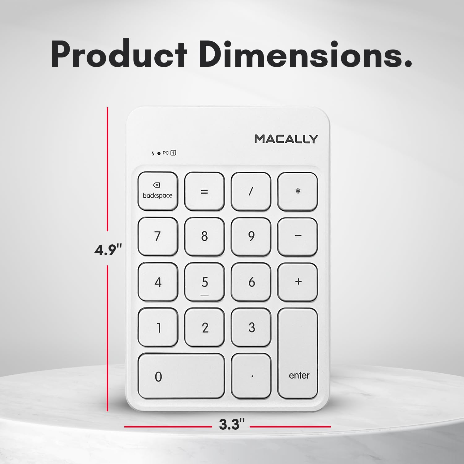 Macally USB C Wireless Number Pad | Numeric Keypad for Mac Macbok iMac | Wireless 10 Key for Laptop PC Computer Notebook Surface Chrome (2.4G USB) Perfect for Data Entry Numpad Number Keyboard
