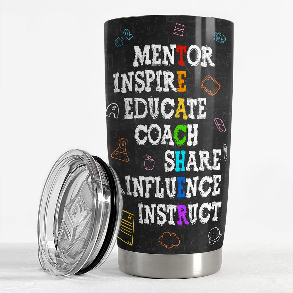 SANDJEST Personalized Teacher Tumbler 20oz 30oz With Lid - Appreciation Gift for Preschool Teaching Assistant - Christmas Birthday Teacher Day