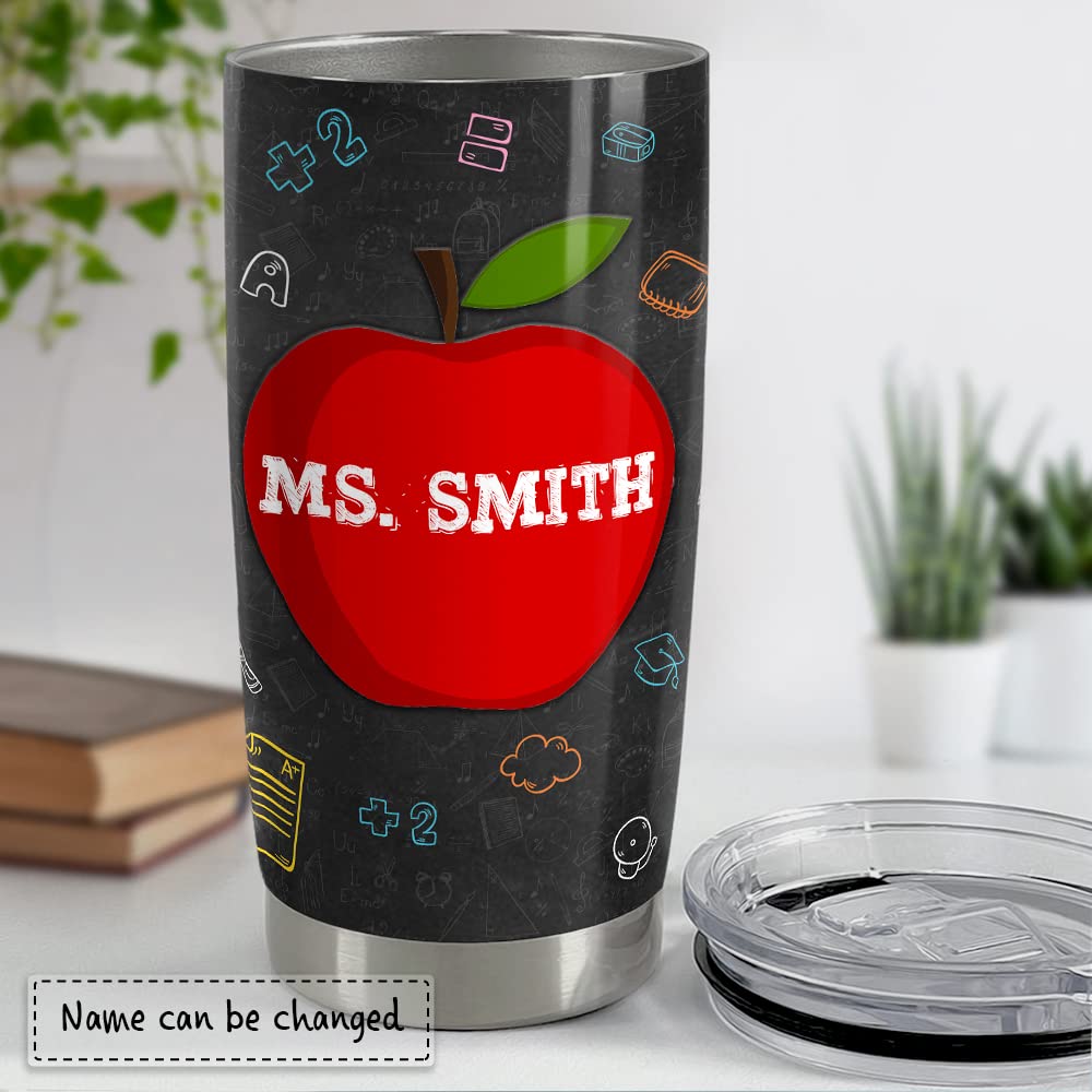 SANDJEST Personalized Teacher Tumbler 20oz 30oz With Lid - Appreciation Gift for Preschool Teaching Assistant - Christmas Birthday Teacher Day