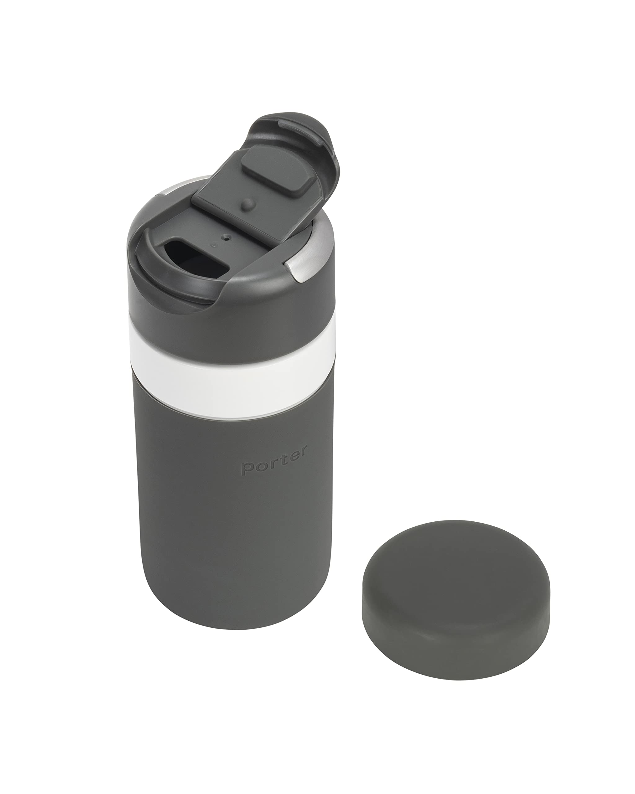 W&P Porter Drink Through Lid for Insulated Water Bottles, Leak-Proof, Carrying Handle, BPA Free, Charcoal