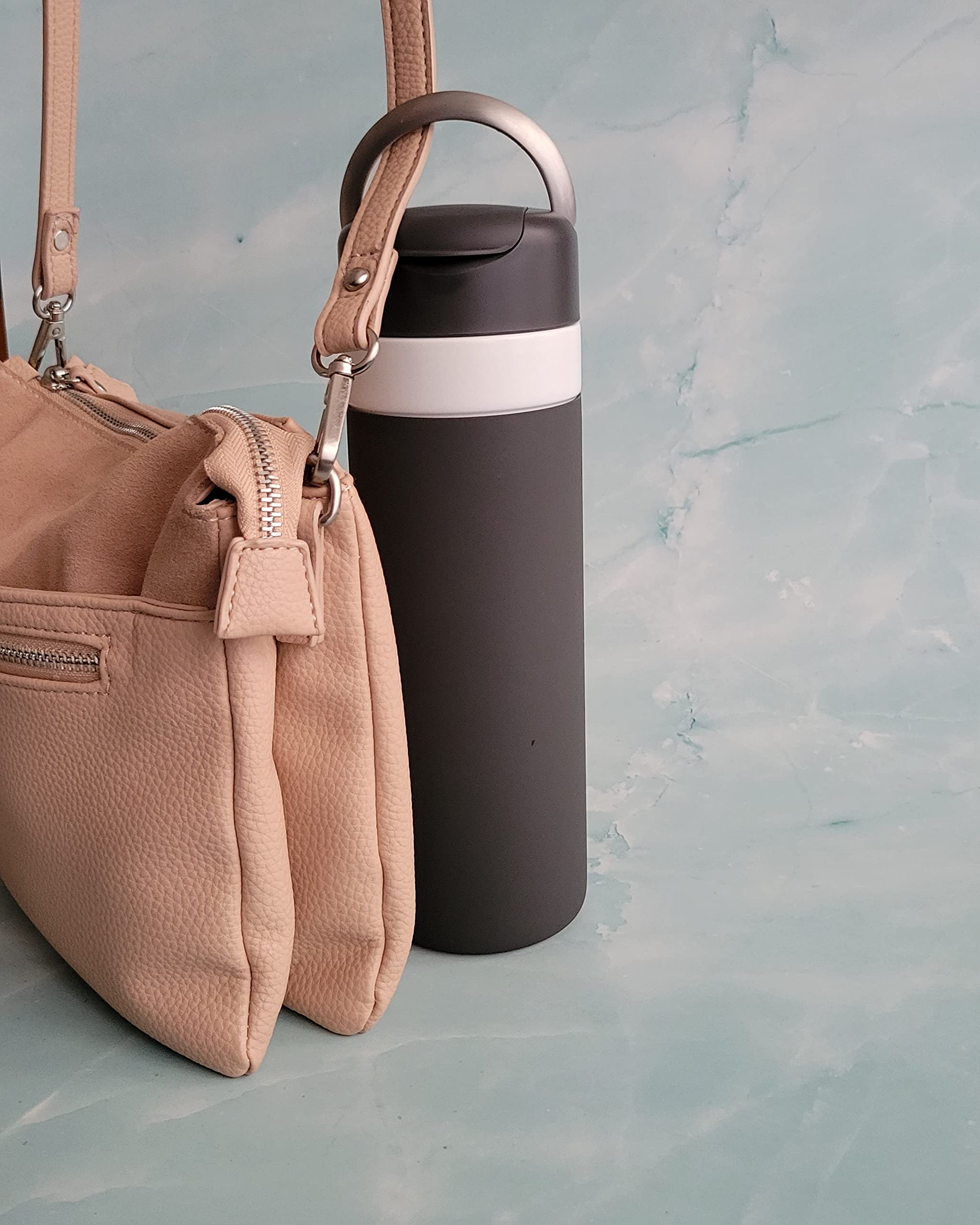 W&P Porter Drink Through Lid for Insulated Water Bottles, Leak-Proof, Carrying Handle, BPA Free, Charcoal