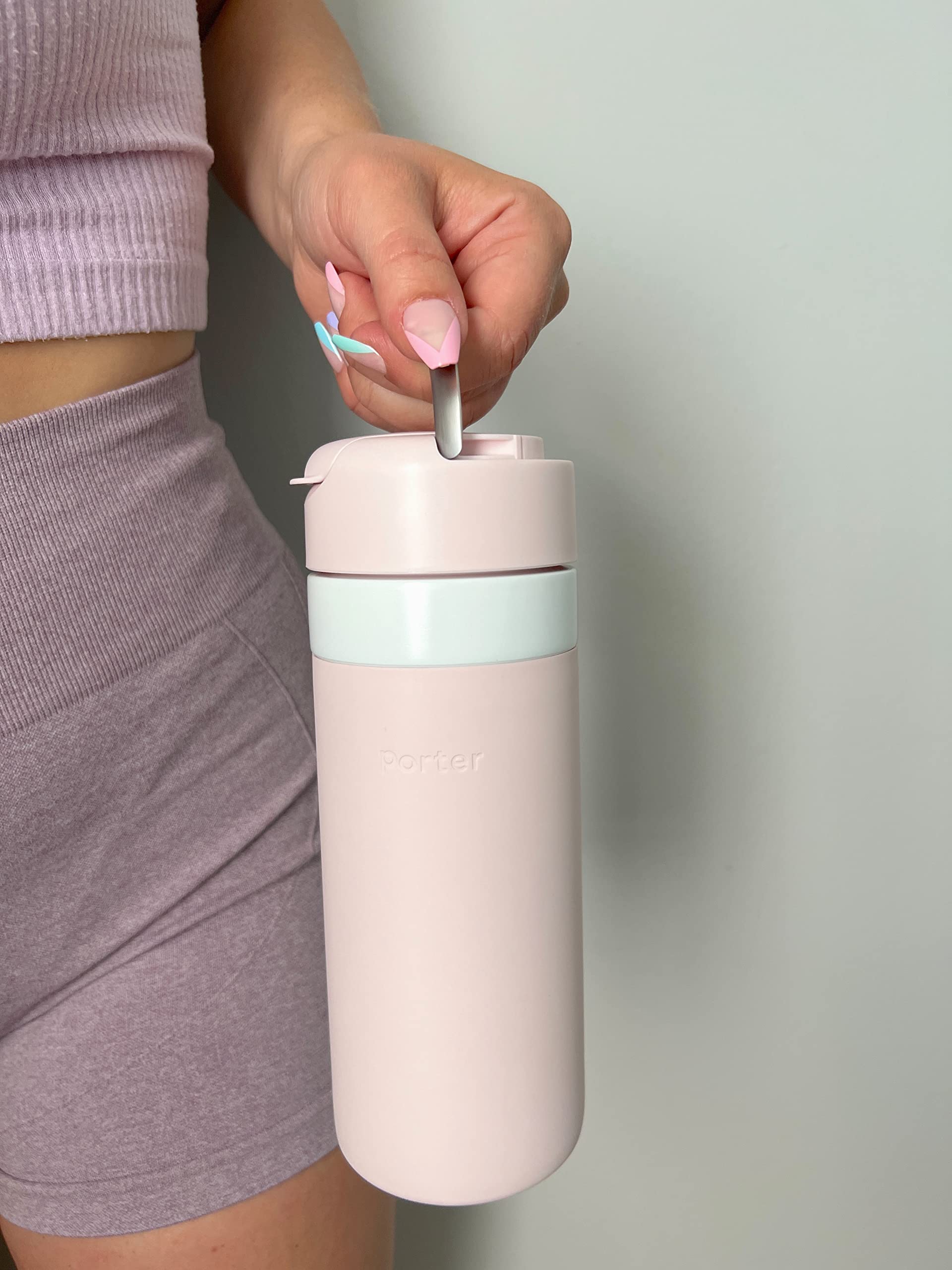 W&P Porter Drink Through Lid for Insulated Water Bottles, Leak-Proof, Carrying Handle, BPA Free, Blush