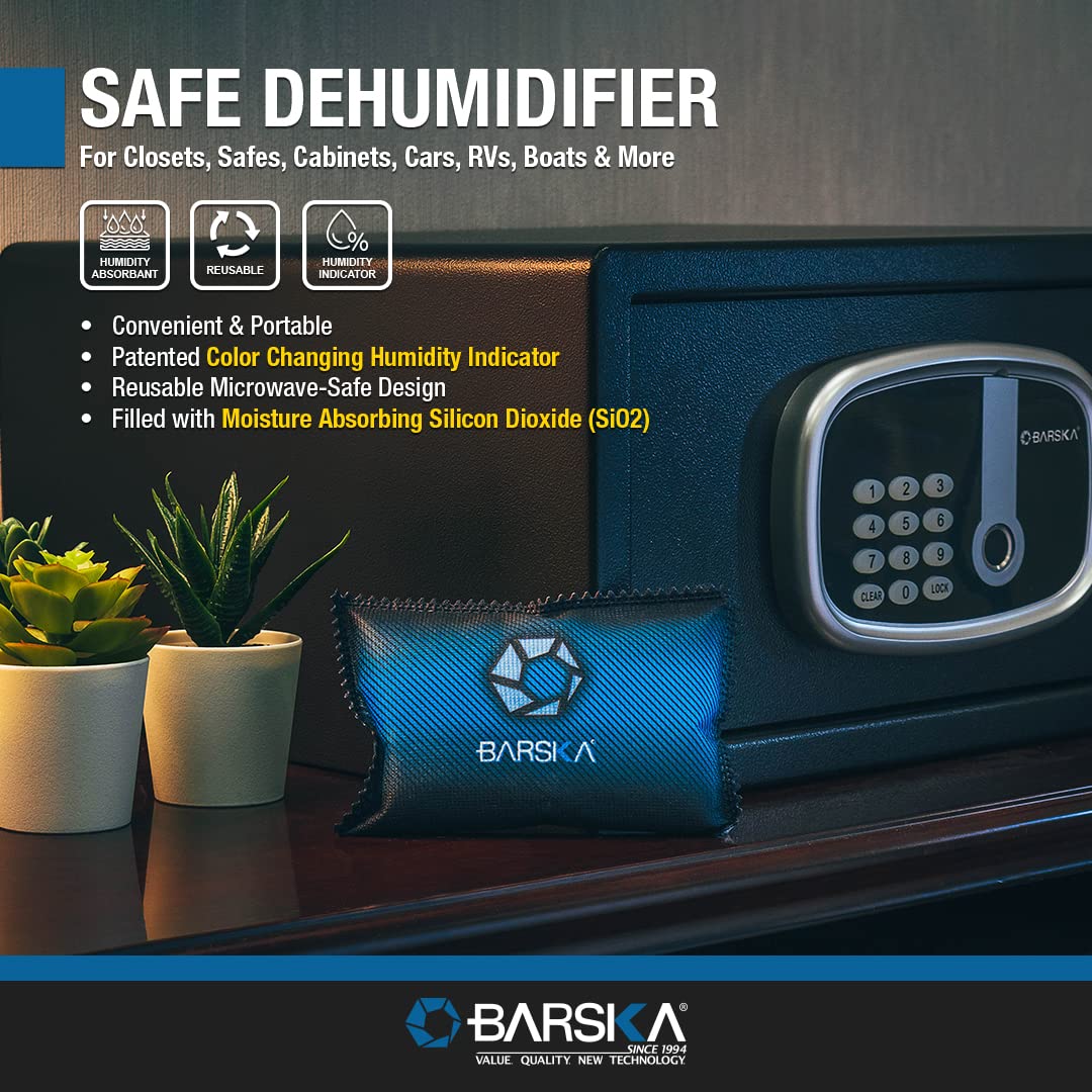 BARSKA Rechargeable Desiccant Dehumidifier - Safe Moisture Absorber for Home Closets, Gun Safes, Basement, Garage, Cars - Microwaveable - Portable Blue Dehumidifying Solution