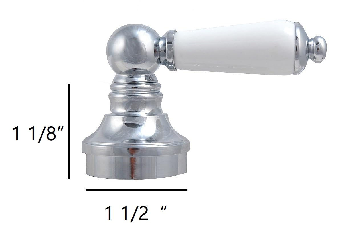 Fit Price Pfister Lever Porcelain Handles, Fit Pfister Compression Stems 12 Spline Connection, with Chrome Plated Trim - by PlumbUSA