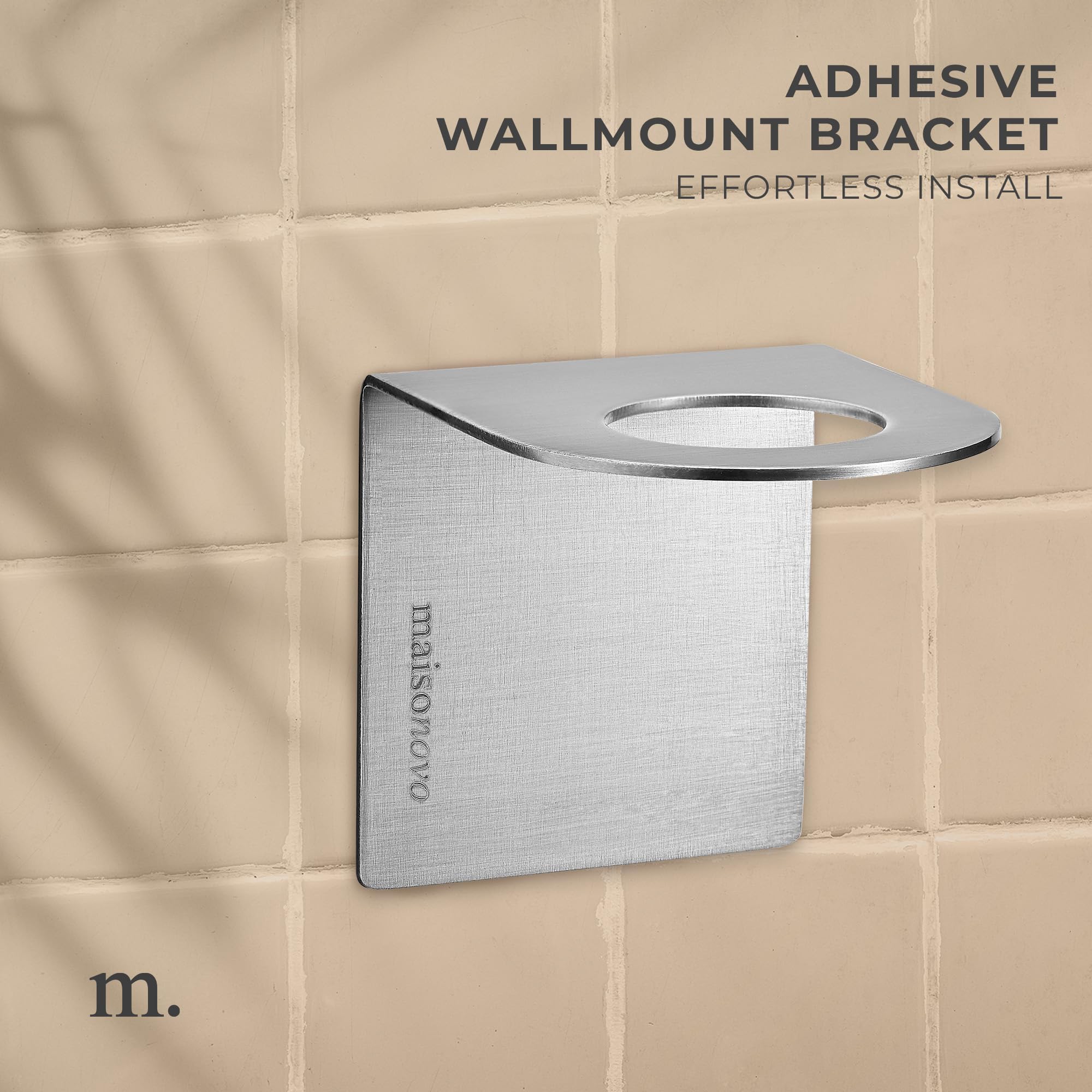MaisoNovo Shampoo and Conditioner Dispenser - Shower Soap Dispenser Wall Mounted - 16.9 fl oz Set of 3 Clear Plastic Bottles White Bamboo Pump - Shampoo Dispenser, Shower Dispenser 3 Chamber No Drill