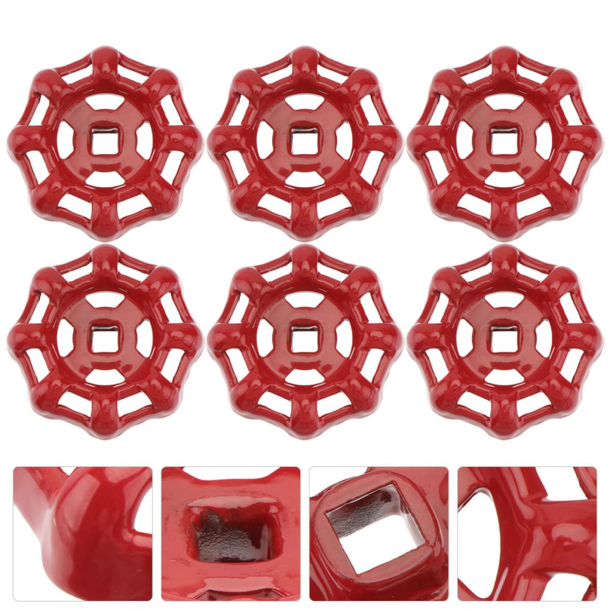 DOITOOL 18PCS Outside Faucet Handles Replacement Faucet Round Wheel Handle Square Stem Hole Hose Bib Handle Cast Iron Water Spigot Handle