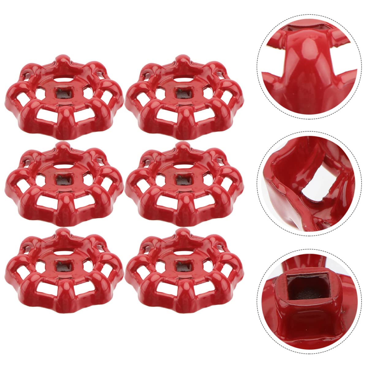 DOITOOL 18PCS Outside Faucet Handles Replacement Faucet Round Wheel Handle Square Stem Hole Hose Bib Handle Cast Iron Water Spigot Handle