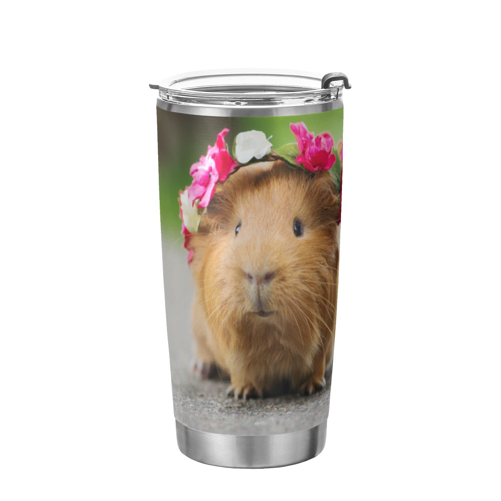 Yasala Tumbler Guinea Pig Flower Insulated Coffee Cup Beverage Container Office Travel Mug with Straw and Lid 20oz Holiday Back to School Gift
