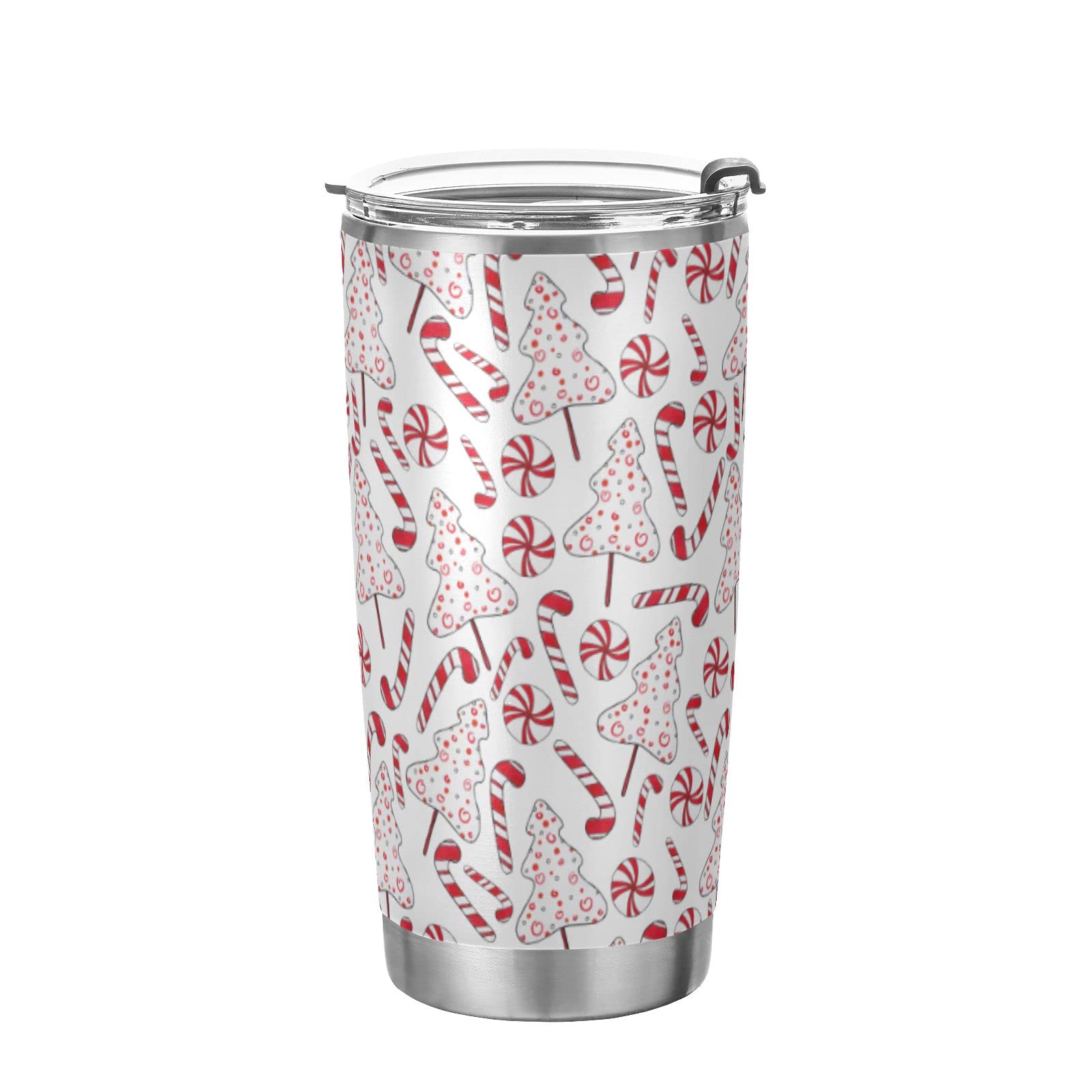 Yasala Christmas Tumbler Candy Cane Xmas Tree Insulated Coffee Cup Beverage Container Office Travel Mug with Straw and Lid 20oz Holiday Back to School Gift