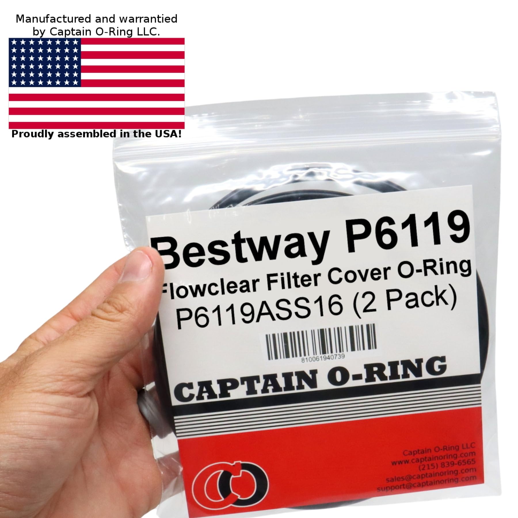 Captain O-Ring Replacement P6119 (P6119ASS16) O-Ring for Bestway Flowclear Pump Filter Cap Cover (2 Pack) [See Details for Compatible Filter Models]
