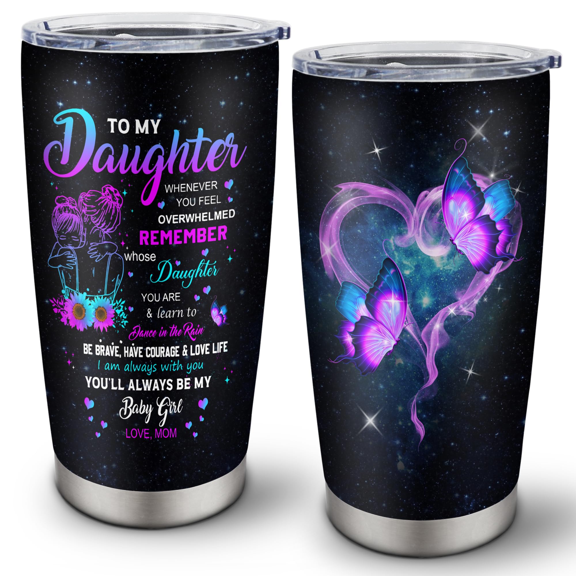 Vutieso Daughter Gifts From Mom Mothers Day, Daughter Gift Tumbler 20oz, Gifts For Daughters From Mother, Daughters Birthday Presents From Mom