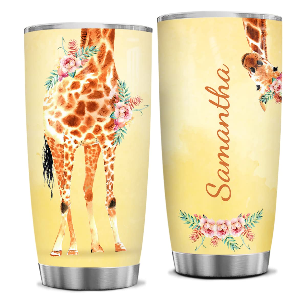 Wassmin Giraffe Gifts For Women Personalized Giraffe Tumbler Stainless Steel 20oz 30oz Coffee Travel Cup Custom Gifts for Woman Girls Friend Spirit Animal Lovers Birthday Christmas