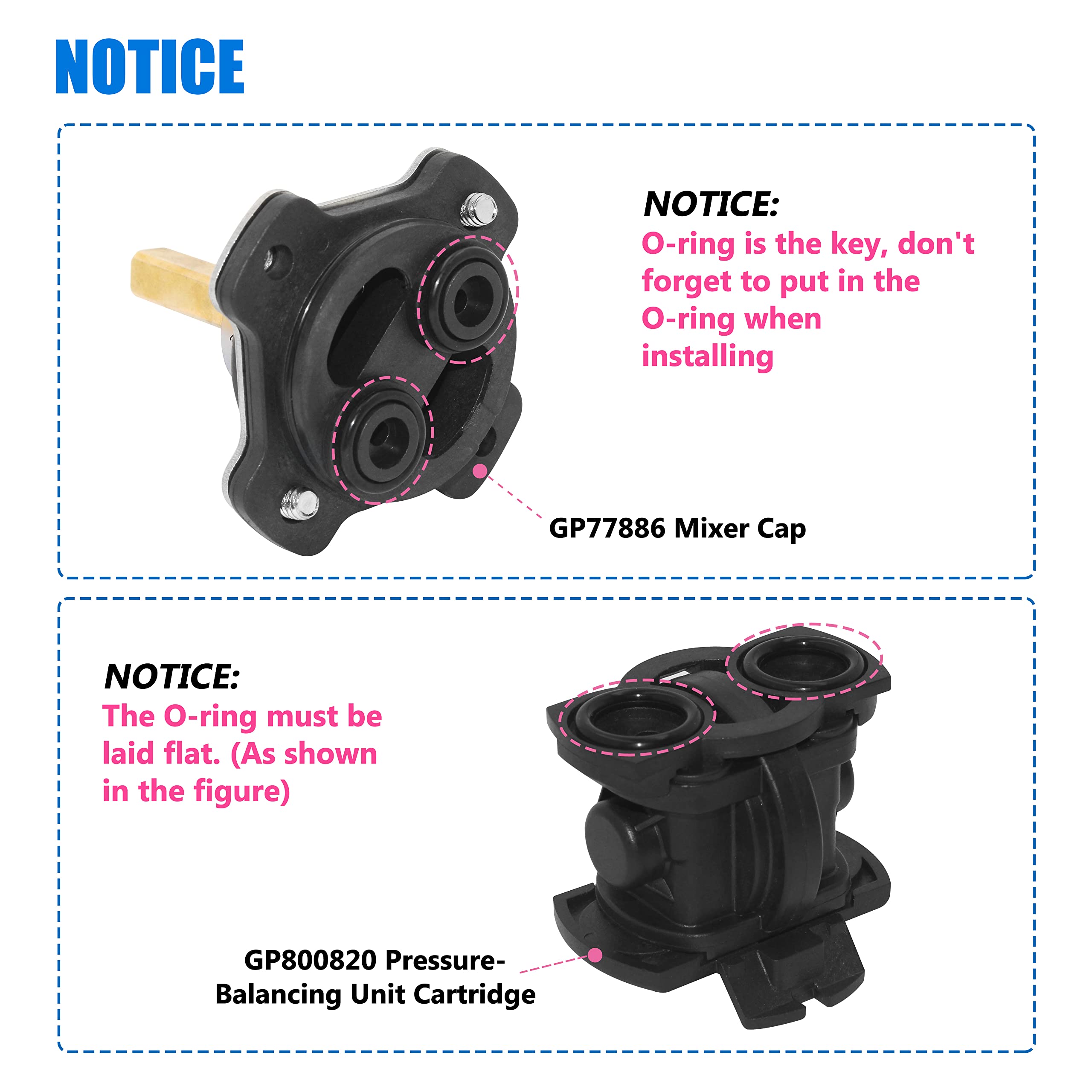GP77886 Mixer Cap and GP800820 Pressure Balancing Unit Assembly，Compatible with Kohler K-GP77886 Faucet Valves and k-304 and k-11748 Platforms