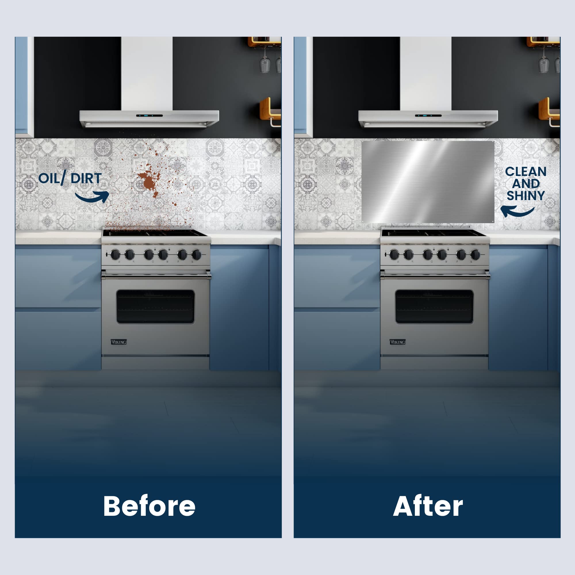 24" x 36" Reversible Metal Backsplash Matching screws | Compatible with Broan-NuTone SP3004 - Ultra Flat and Flushed Metal Panel Splatter Guard for Stovetop Easy Installation