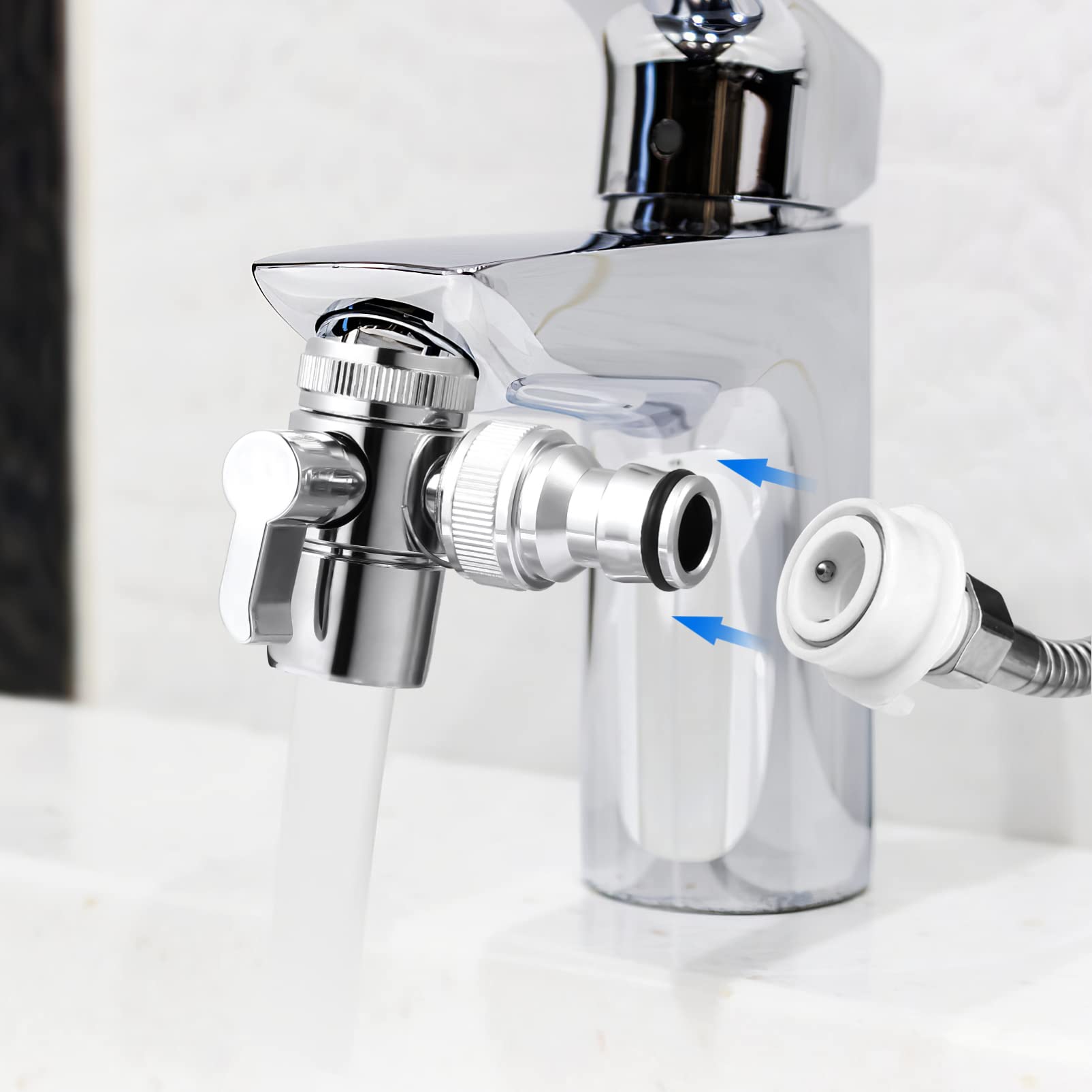 DOITOOL 2Pcs Sink Faucet Diverter Valve with Aerator and Male Threaded Adapter, Washing Machine Hose Adapter for Sink Faucet, Sink Faucet Connector for Water Diversion