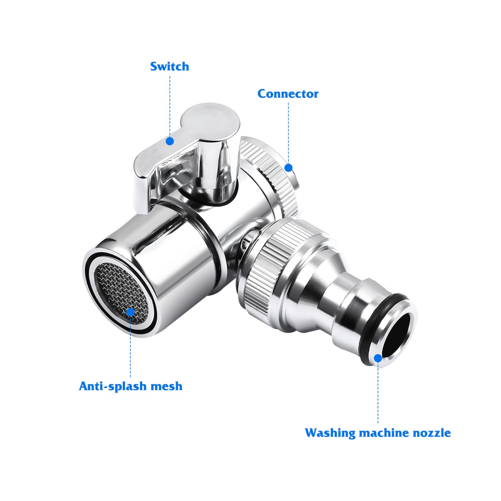 DOITOOL 2Pcs Sink Faucet Diverter Valve with Aerator and Male Threaded Adapter, Washing Machine Hose Adapter for Sink Faucet, Sink Faucet Connector for Water Diversion
