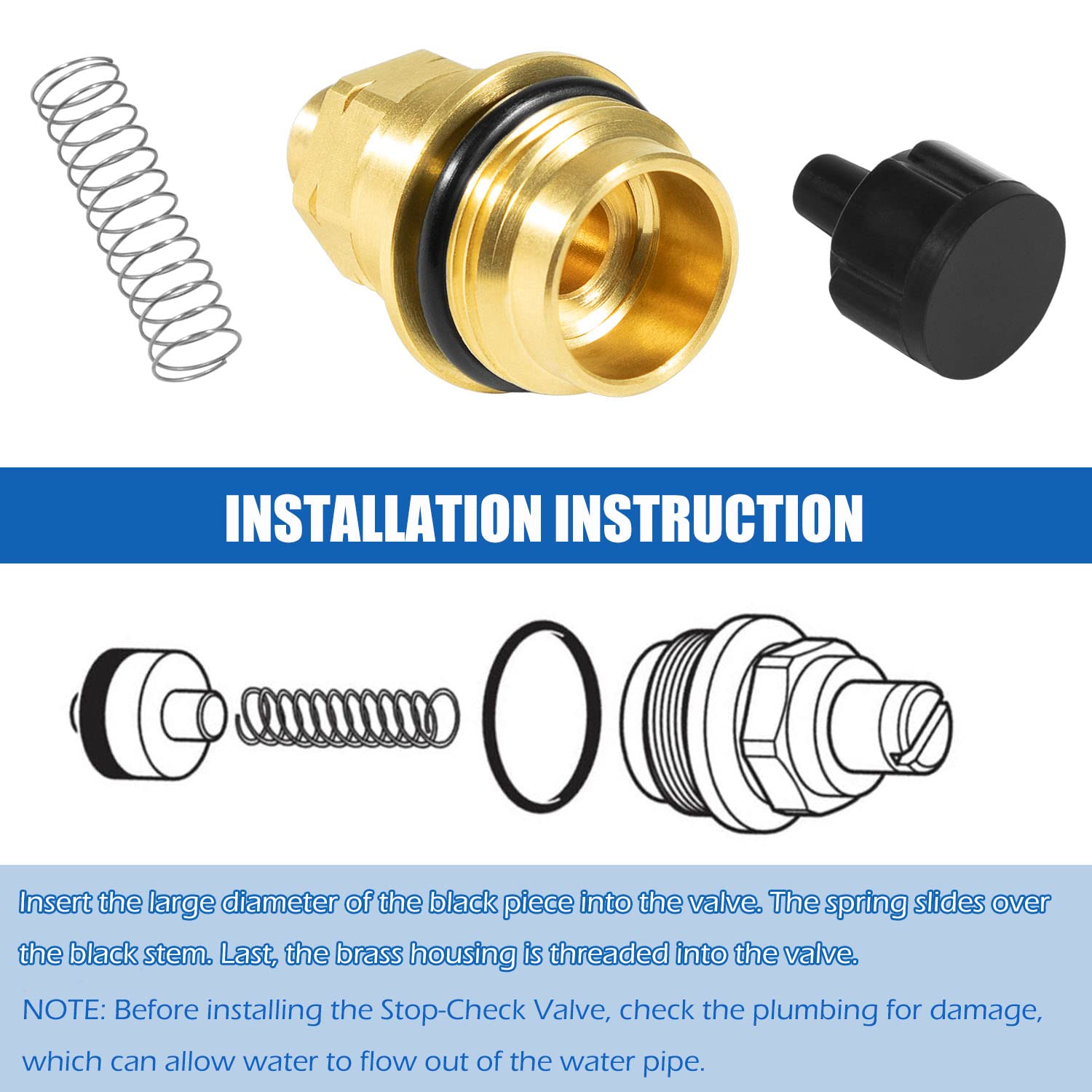 Yoursme 1423 Balancing Spool 132343 & 12318 Stop-Check Valve Kit for Moen Tub and Shower Faucets