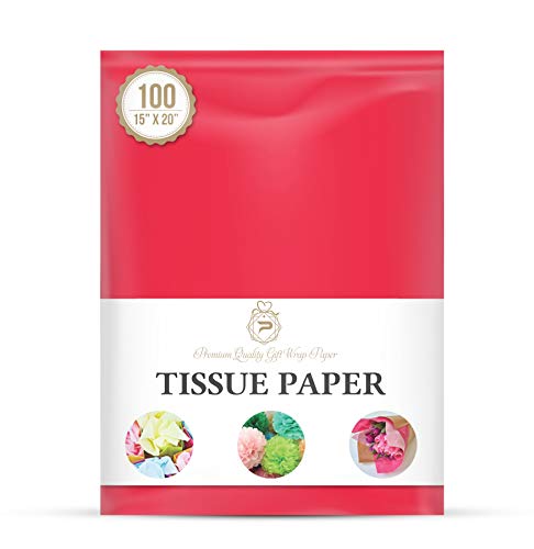 Flexicore Packaging Red Gift Wrap Tissue Paper | Size: 15 Inch X 20 Inch | Count: 100 Sheets | Color: Red