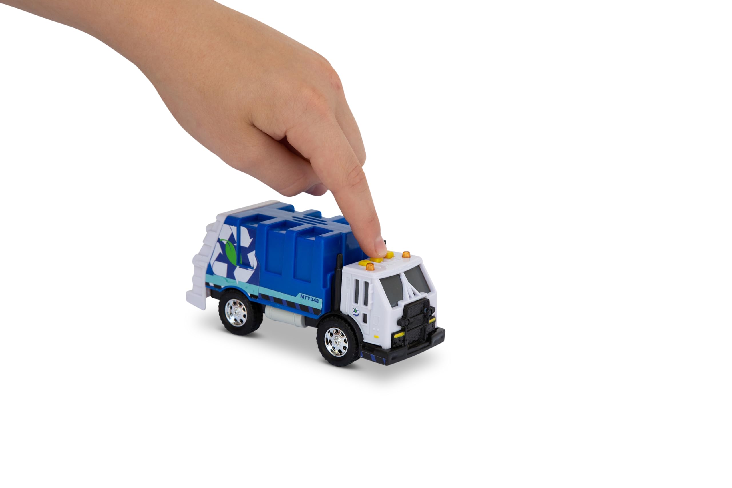 Mighty Fleet Toughest Minis 5" Garbage Truck Toy w/Lights & Sounds, Realistic Design & Batteries Included - Age 3+