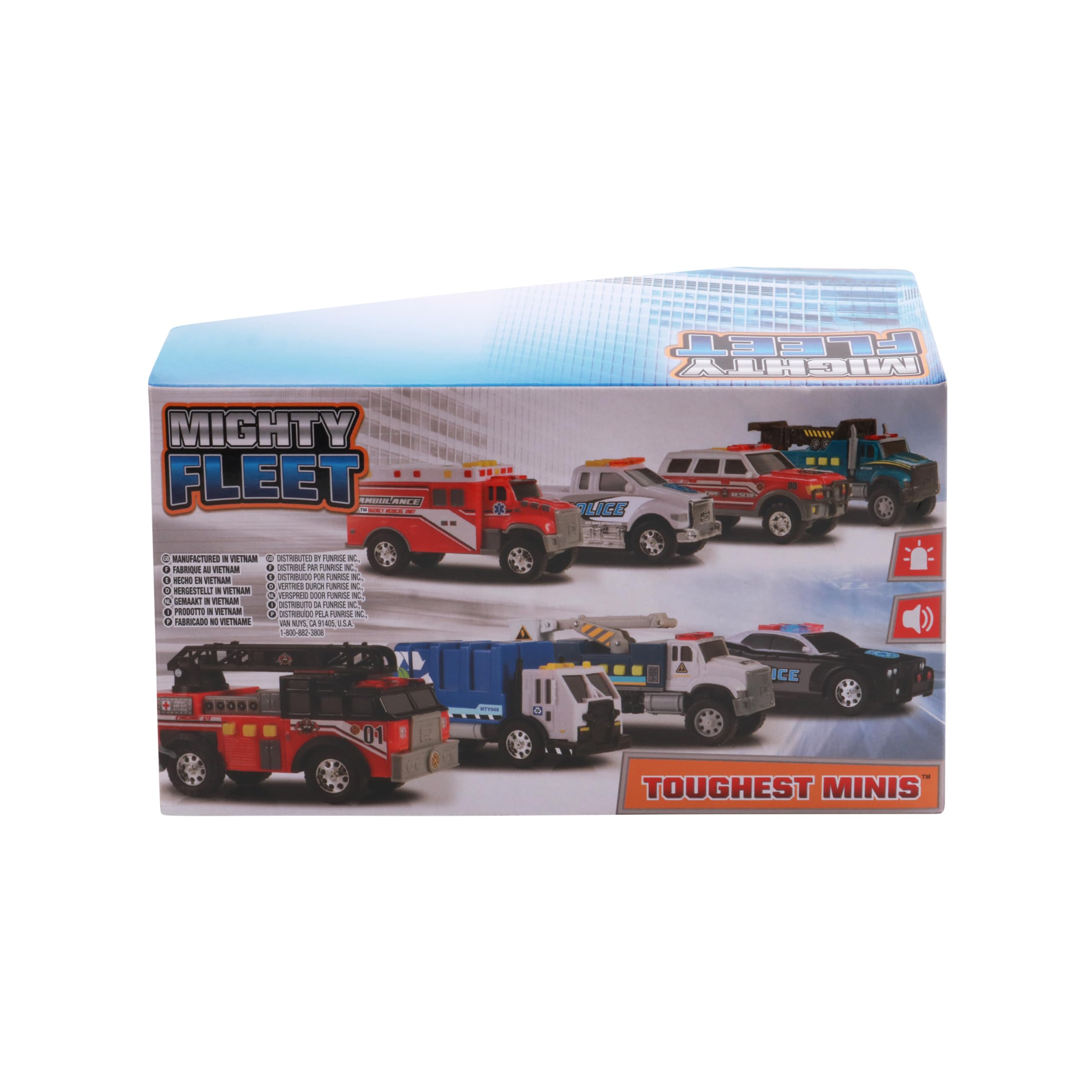 Mighty Fleet Toughest Minis 5" Garbage Truck Toy w/Lights & Sounds, Realistic Design & Batteries Included - Age 3+