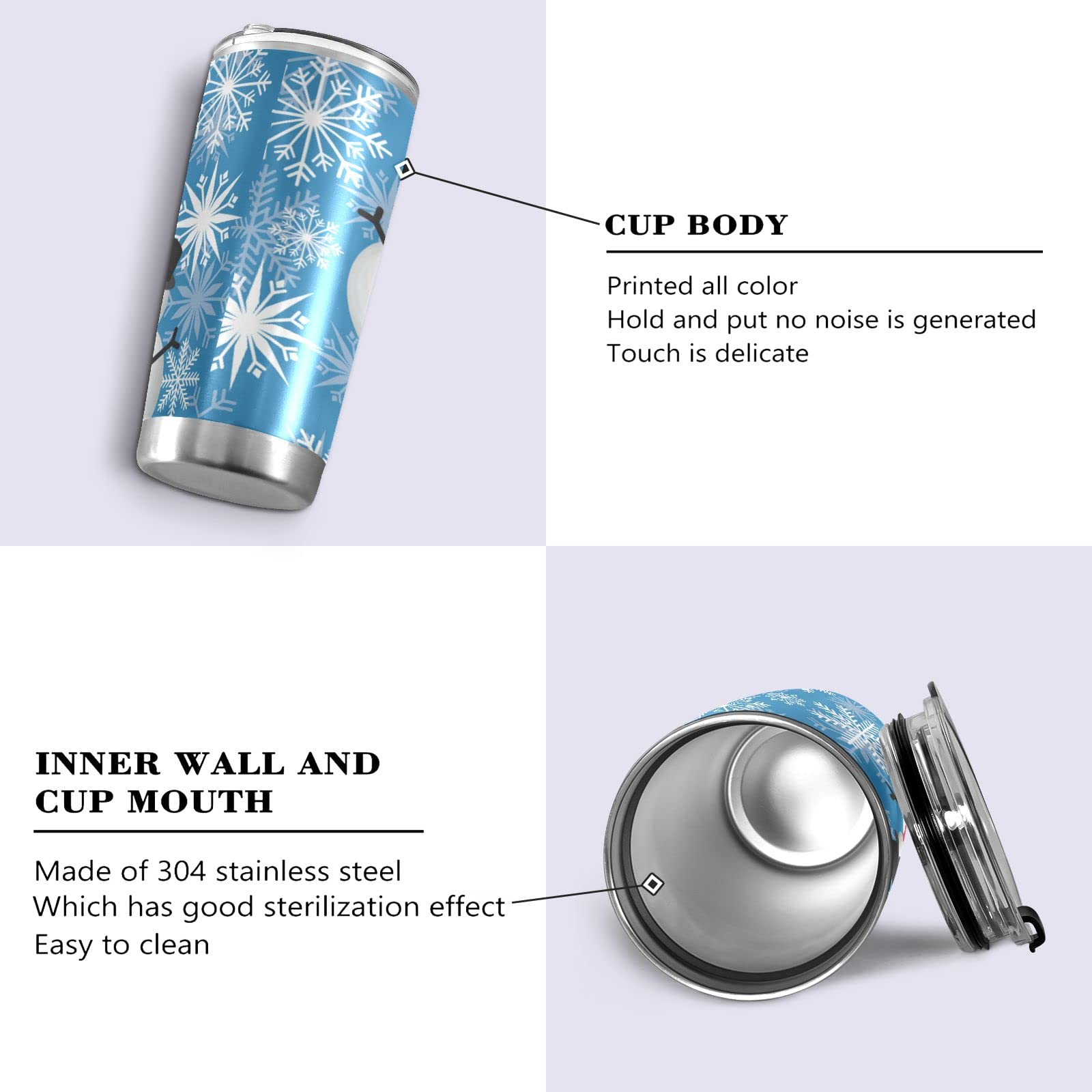 Yasala Christmas Tumbler Blue Snowflake Snowman Insulated Coffee Cup Back to School Beverage Container Office Travel Mug with Straw and Lid 20oz Holiday New Year Gift