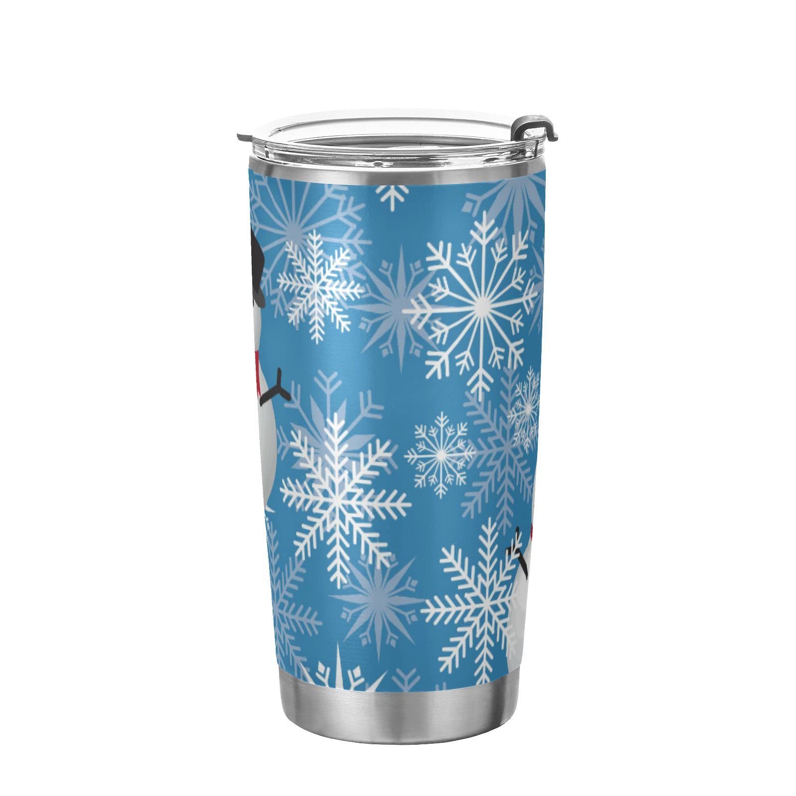 Yasala Christmas Tumbler Blue Snowflake Snowman Insulated Coffee Cup Back to School Beverage Container Office Travel Mug with Straw and Lid 20oz Holiday New Year Gift