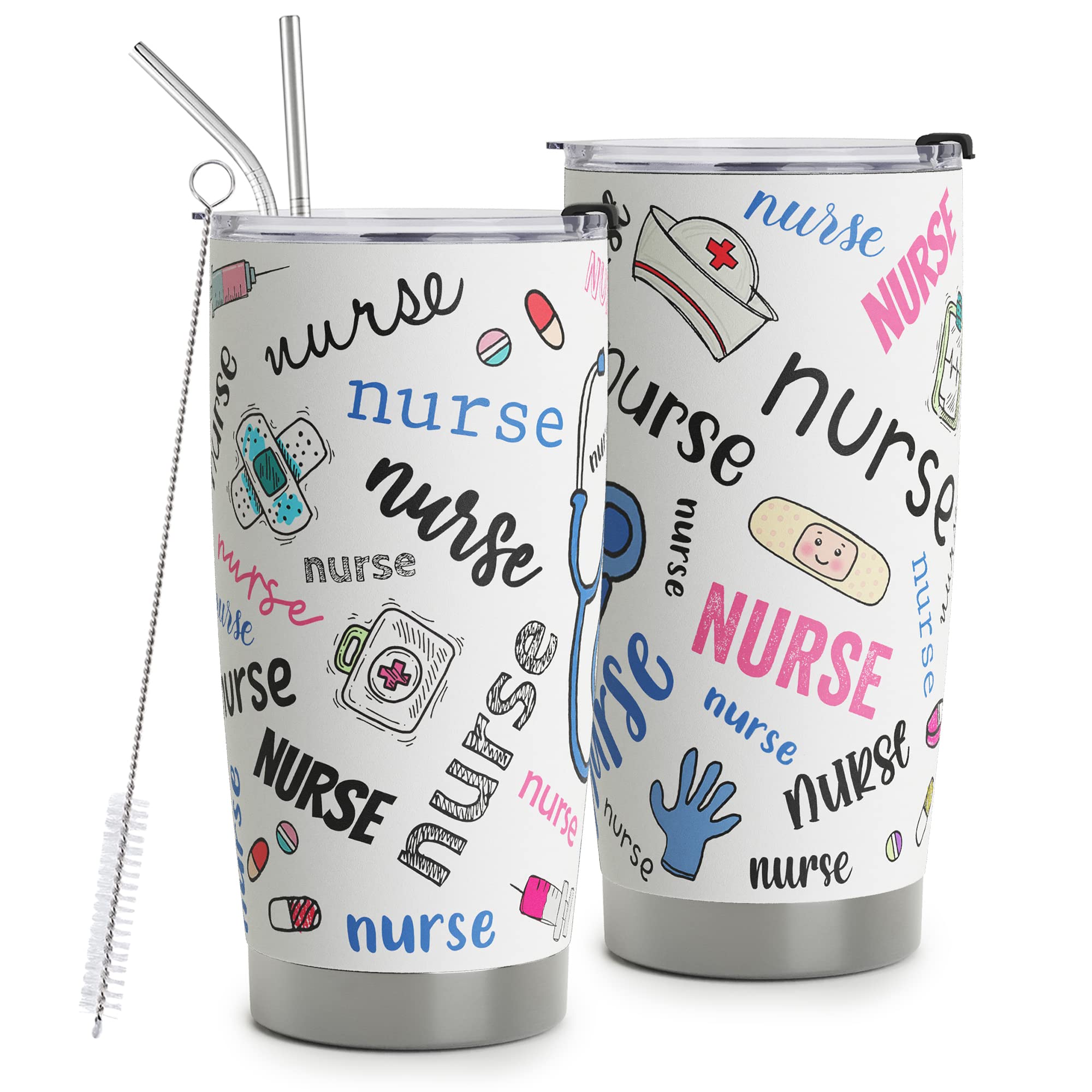 HOMISBES Nurse Gifts for Women - Stainless Steel Nurse Tumbler Cup 20oz - Appreciation Gifts