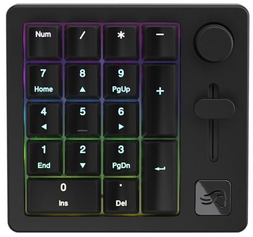 Glorious GMMK Macro Pad - Black Mechanical Numpad - 10 Key USB Keypad - Hotswap, Programmable Volume Knob, RGB Backlit, Wired & Wireless Bluetooth- Gaming Keyboard Number Pad