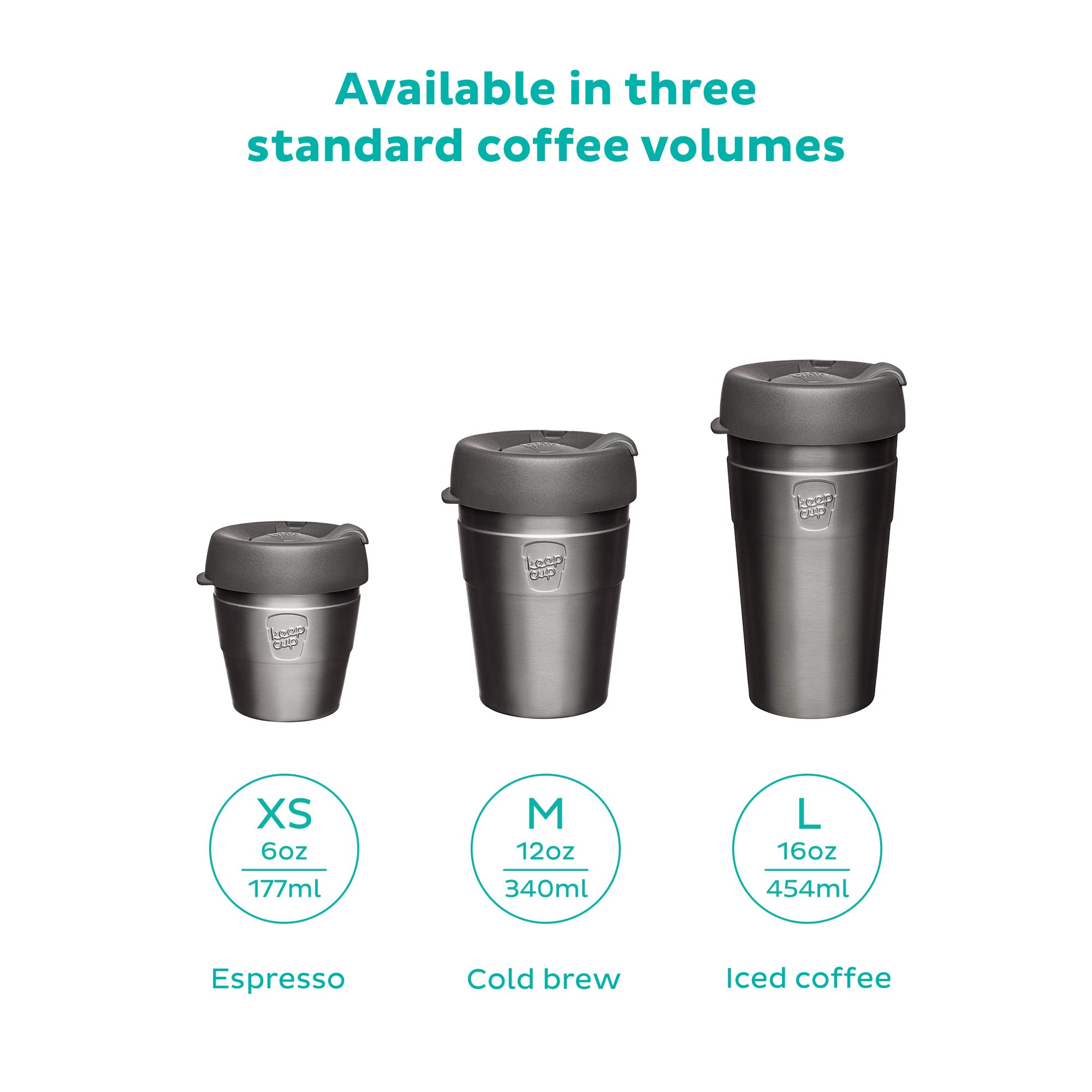 KeepCup Thermal - Vacuum Insulated Stainless Steel, Reusable Coffee Cup with Splashproof Sipper Lid, Large 16oz/454ml - Eventide