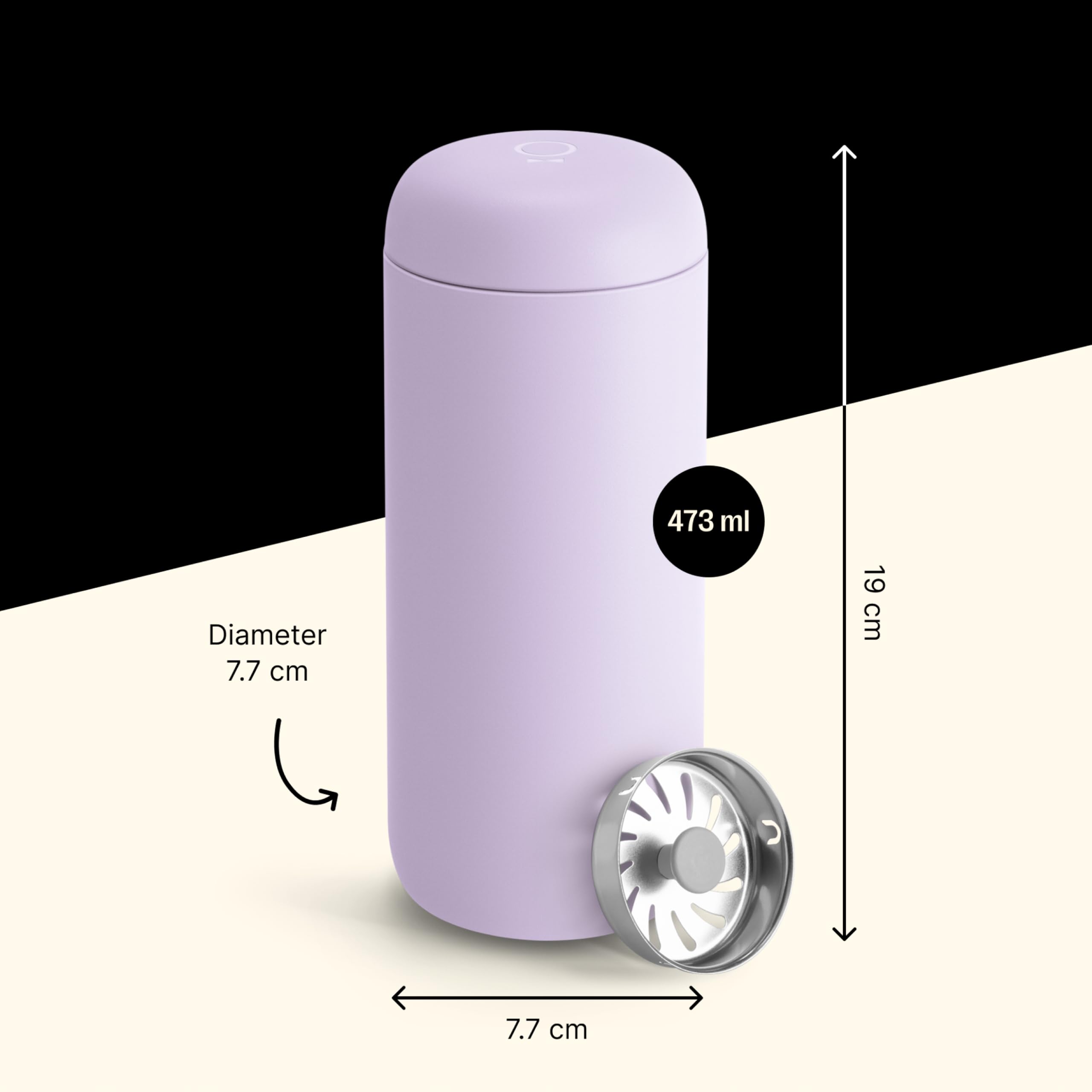 Fellow 16 oz Carter Move Travel Mug - Vacuum-Insulated Stainless Steel Travel Coffee Mug - Coffee Tumbler with Ceramic Interior and Splash Guard - Lavender Purple