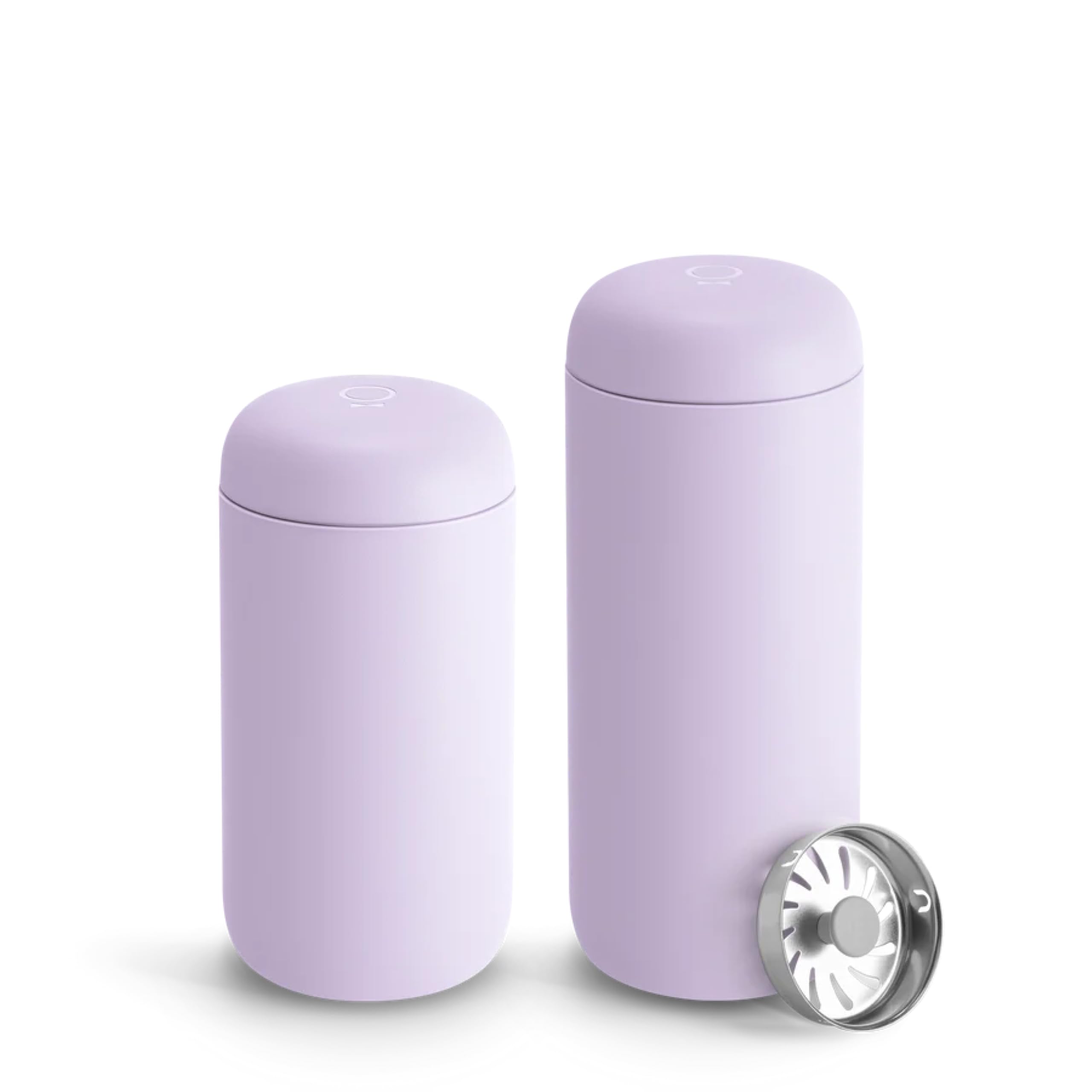 Fellow 12 oz Carter Move Travel Mug - Vacuum-Insulated Stainless Steel Travel Coffee Mug - Coffee Tumbler with Ceramic Interior and Splash Guard - Lavender Purple