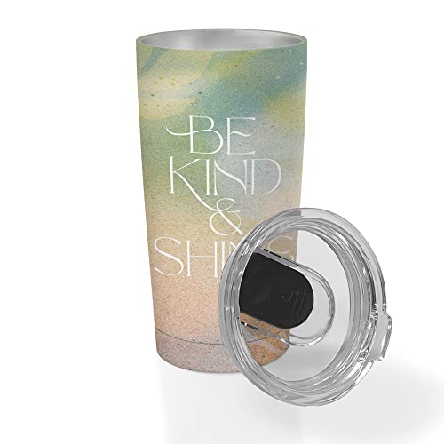 Studio Oh! Insulated Stainless-Steel Tumbler - Double-Walled 17-Ounce Travel Cup - Vacuum Seal Keeps Liquids Hot or Cold for Hours - Fits Standard Size Cup Holders - Be Kind & Shine