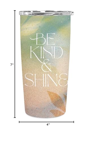Studio Oh! Insulated Stainless-Steel Tumbler - Double-Walled 17-Ounce Travel Cup - Vacuum Seal Keeps Liquids Hot or Cold for Hours - Fits Standard Size Cup Holders - Be Kind & Shine