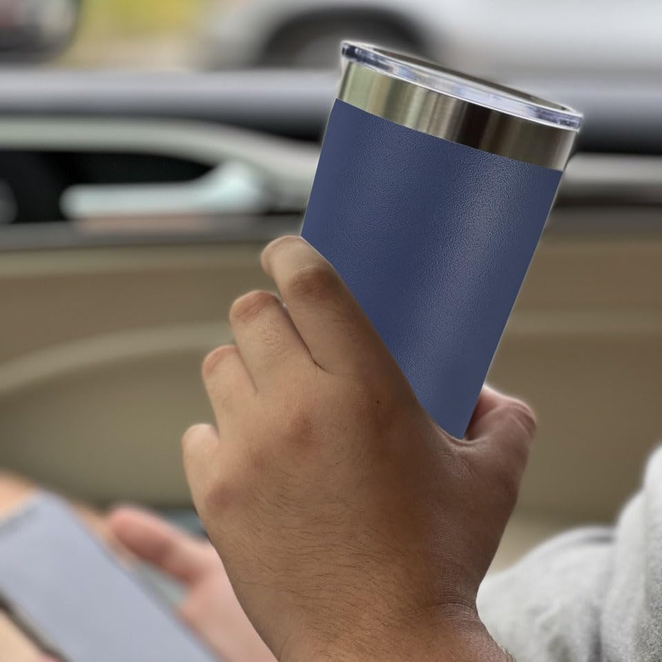 LaserGram 16oz Vacuum Insulated Pint Tumbler, Boat Anchor, Personalized Engraving Included (Navy Blue)