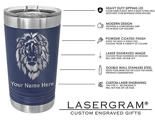 LaserGram 16oz Vacuum Insulated Pint Tumbler, Polar Bear, Personalized Engraving Included (Navy Blue)