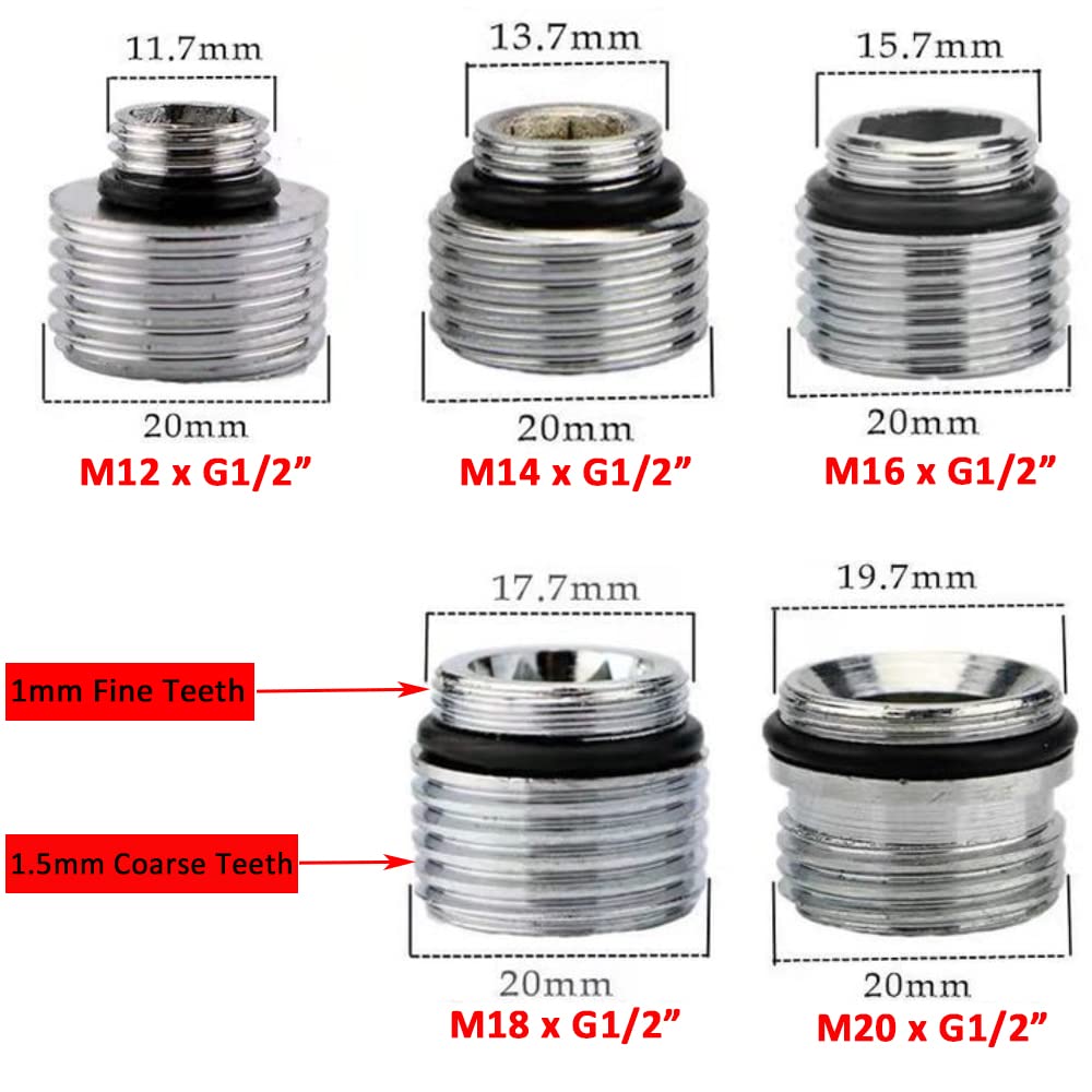 Brass Faucet Adapter, Male Thread Bathroom Tap Aerator Connector for Sink Faucet Water Purifier Adapter Aerator (M12 X G1/2")