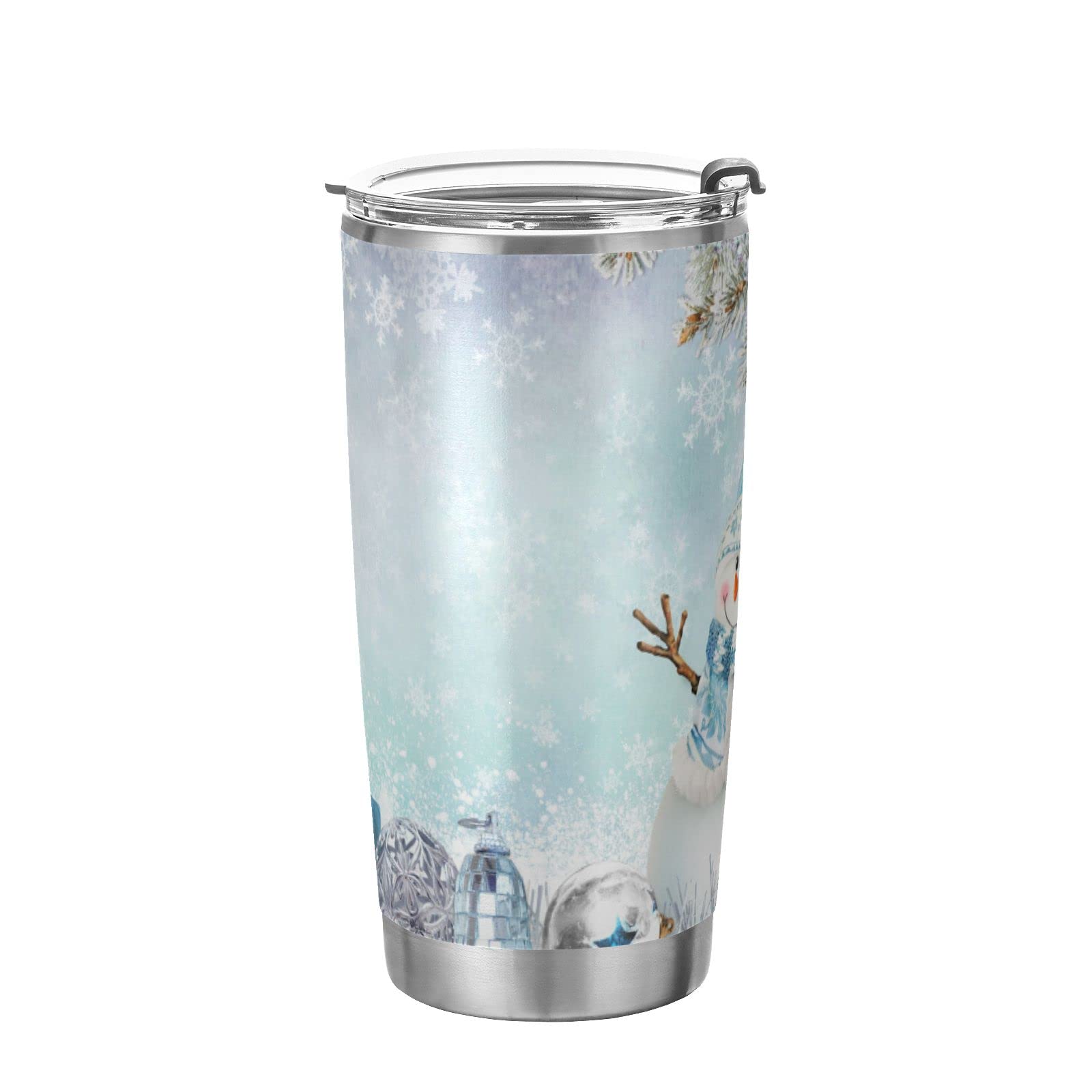 Yasala Christmas Tumbler Xmas Pine Snowman Present Insulated Coffee Cup Back to School Beverage Container Office Travel Mug with Straw and Lid 20oz Holiday New Year Gift