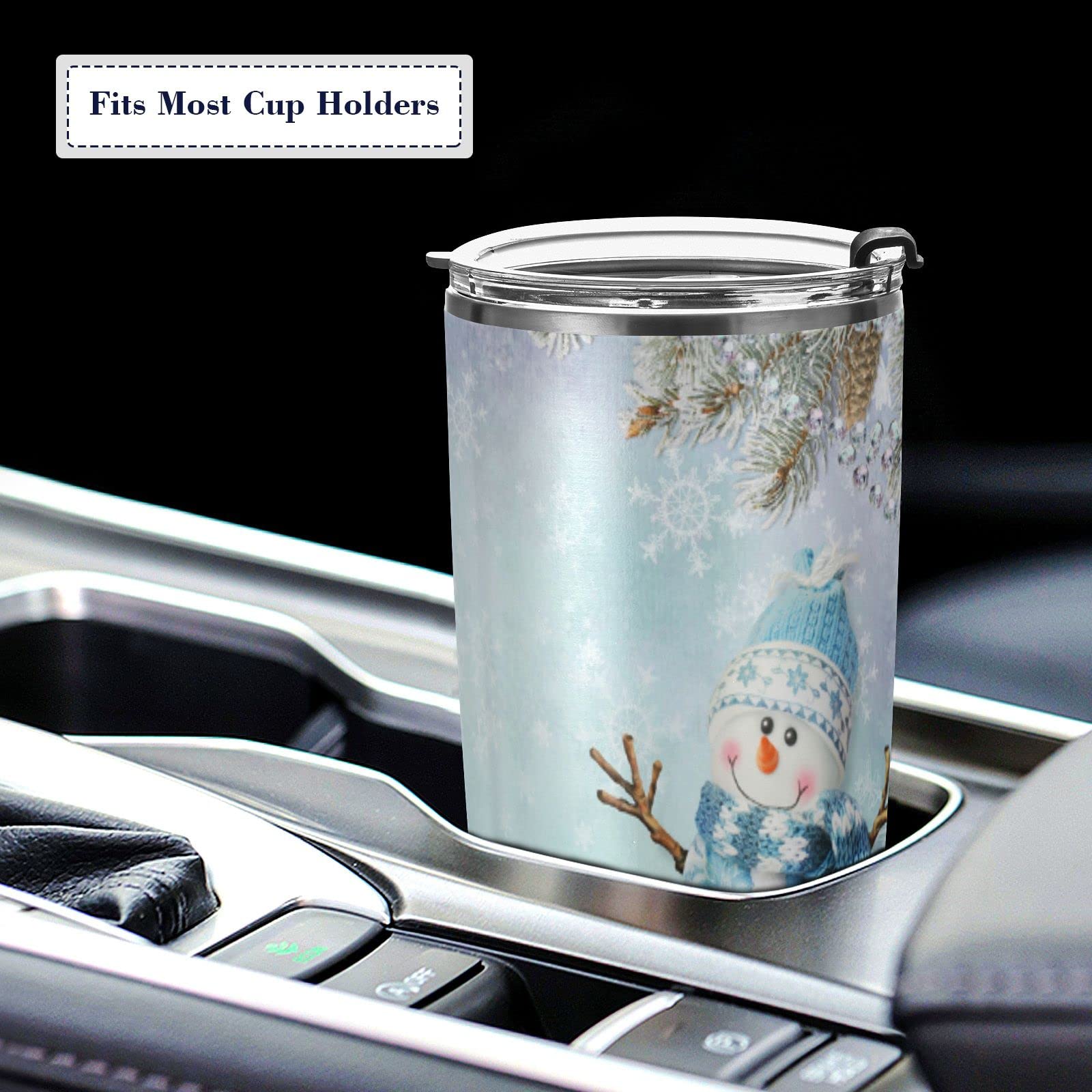 Yasala Christmas Tumbler Xmas Pine Snowman Present Insulated Coffee Cup Back to School Beverage Container Office Travel Mug with Straw and Lid 20oz Holiday New Year Gift