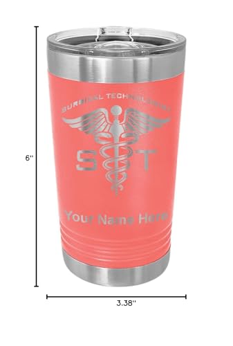 LaserGram 16oz Vacuum Insulated Pint Tumbler, ST Surgical Technologist, Personalized Engraving Included (Coral)
