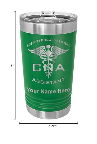 LaserGram 16oz Vacuum Insulated Pint Tumbler, CNA Certified Nurse Assistant, Personalized Engraving Included (Green)