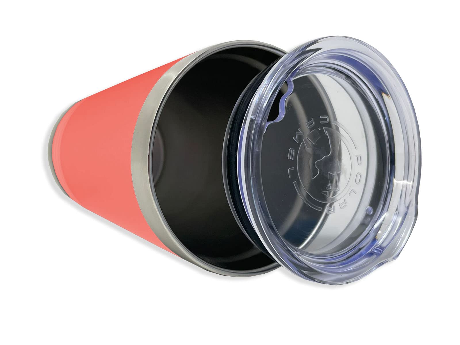 LaserGram 16oz Vacuum Insulated Pint Tumbler, Alien Head, Personalized Engraving Included (Coral)